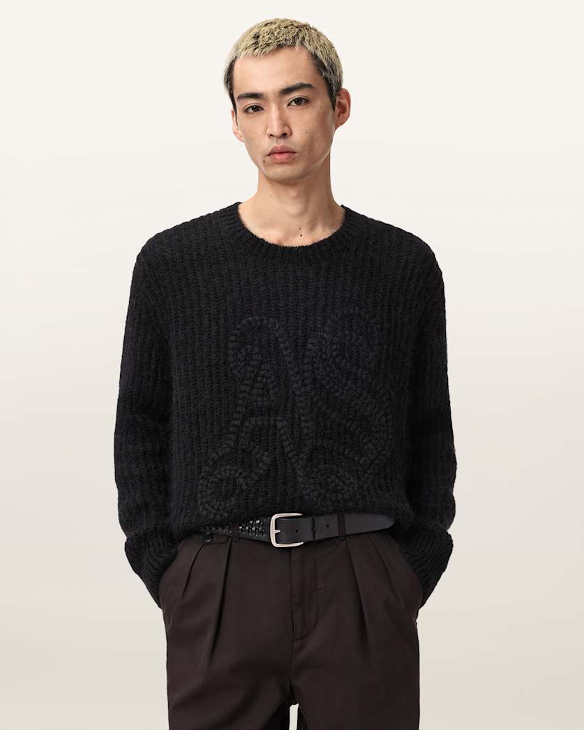 Chainy Embroidered Jumper Black | ALLSAINTS Canada